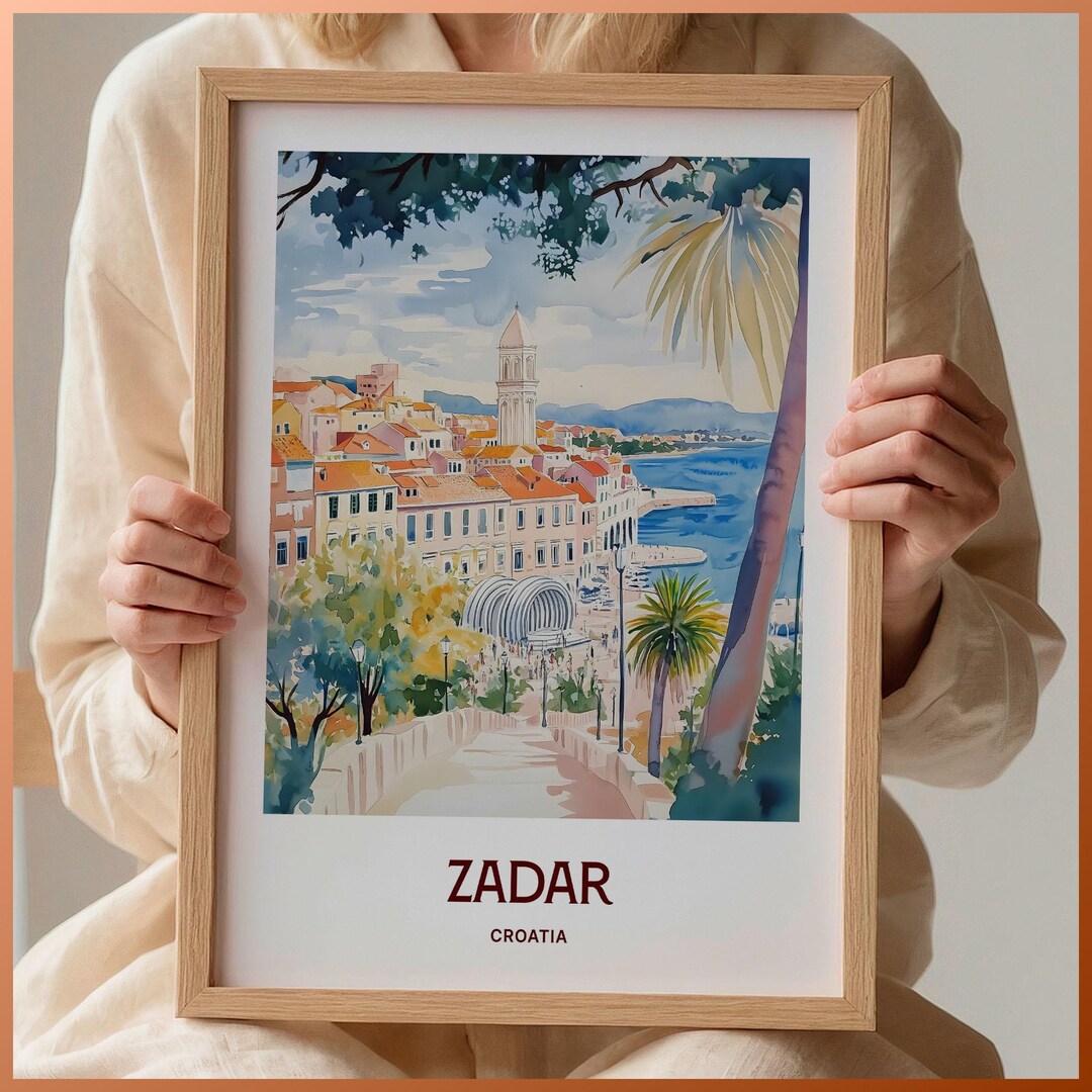 Zadar Travel Print, Croatia Cityscape Art, Minimalist Wall Decor ...