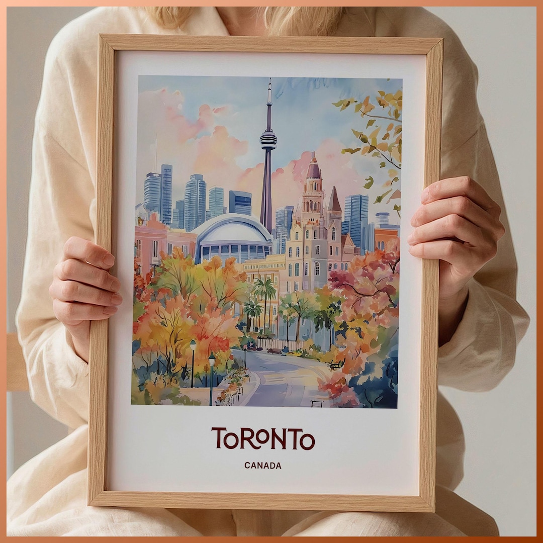 Toronto Travel Print, Minimalist Cityscape Art, Custom Text ...