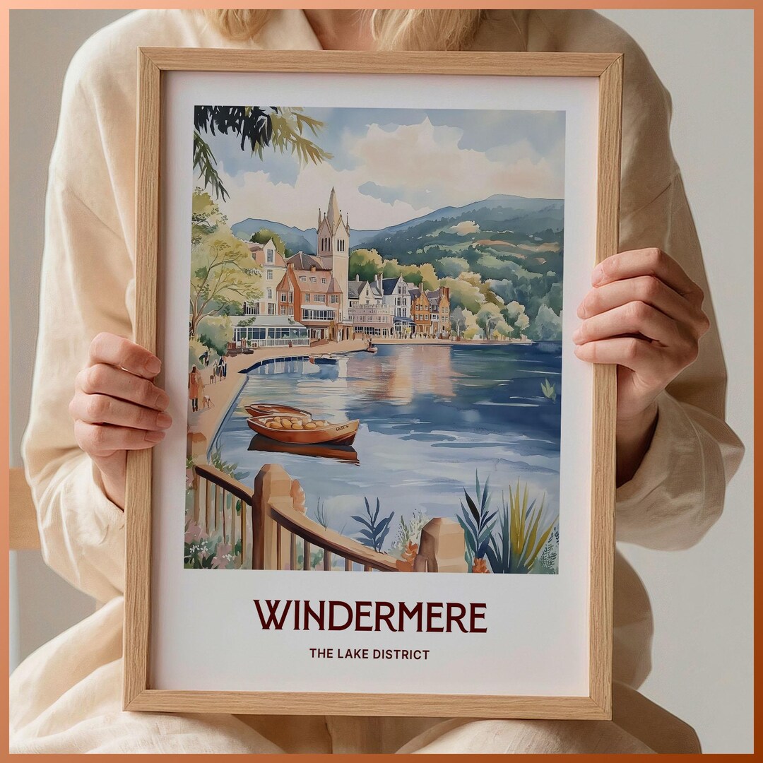Lake Windermere Art Print: Minimalist Lake District Travel Poster - Etsy