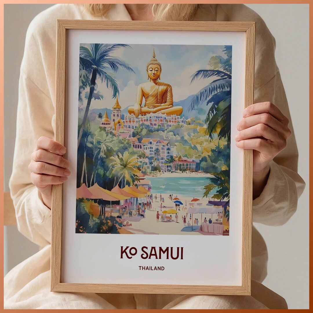 Ko Samui Thailand Travel Print, Minimalist Ko Samui Poster, Pastel Wall ...