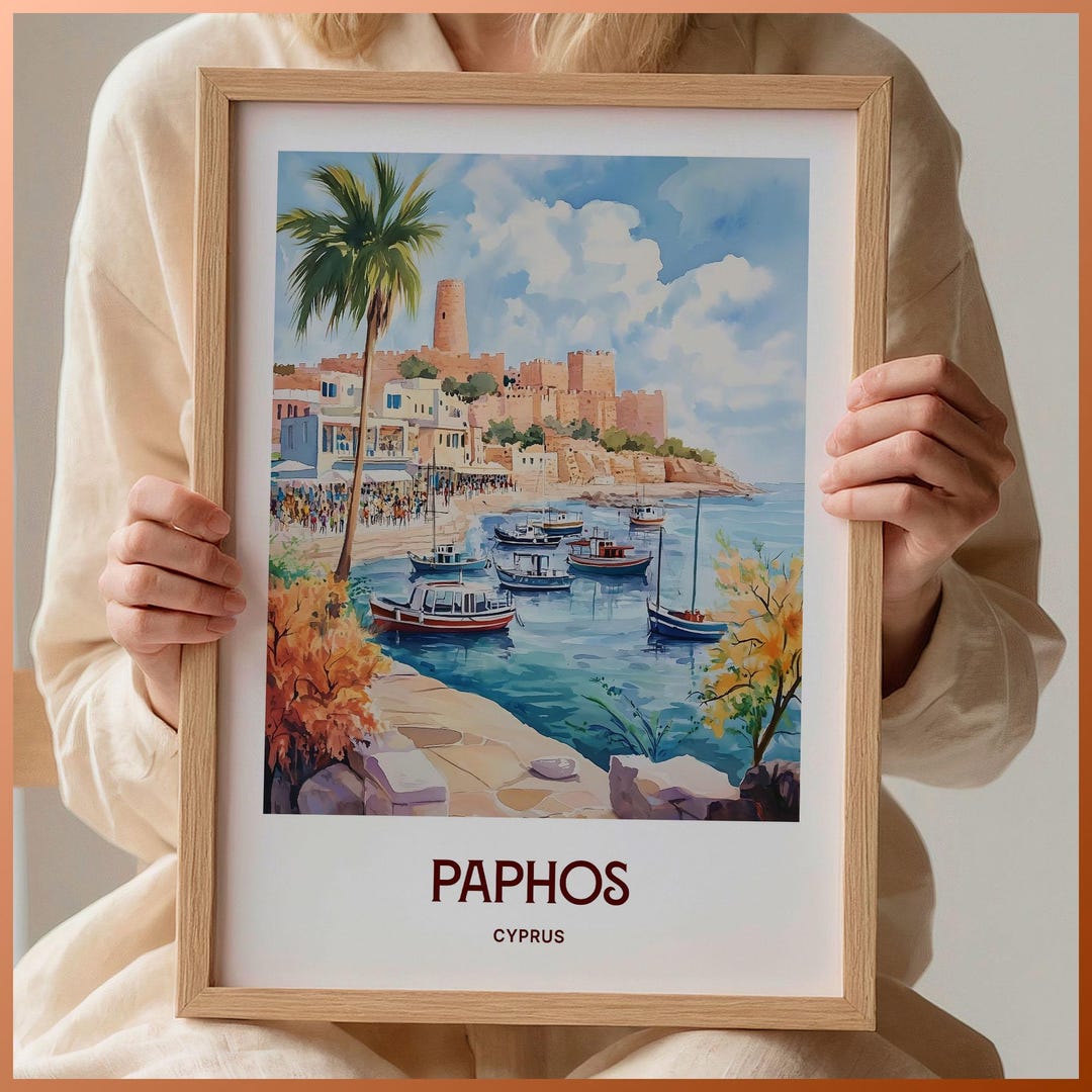 Paphos Travel Poster, Paphos Print, Cyprus Wall Art, Minimalist ...