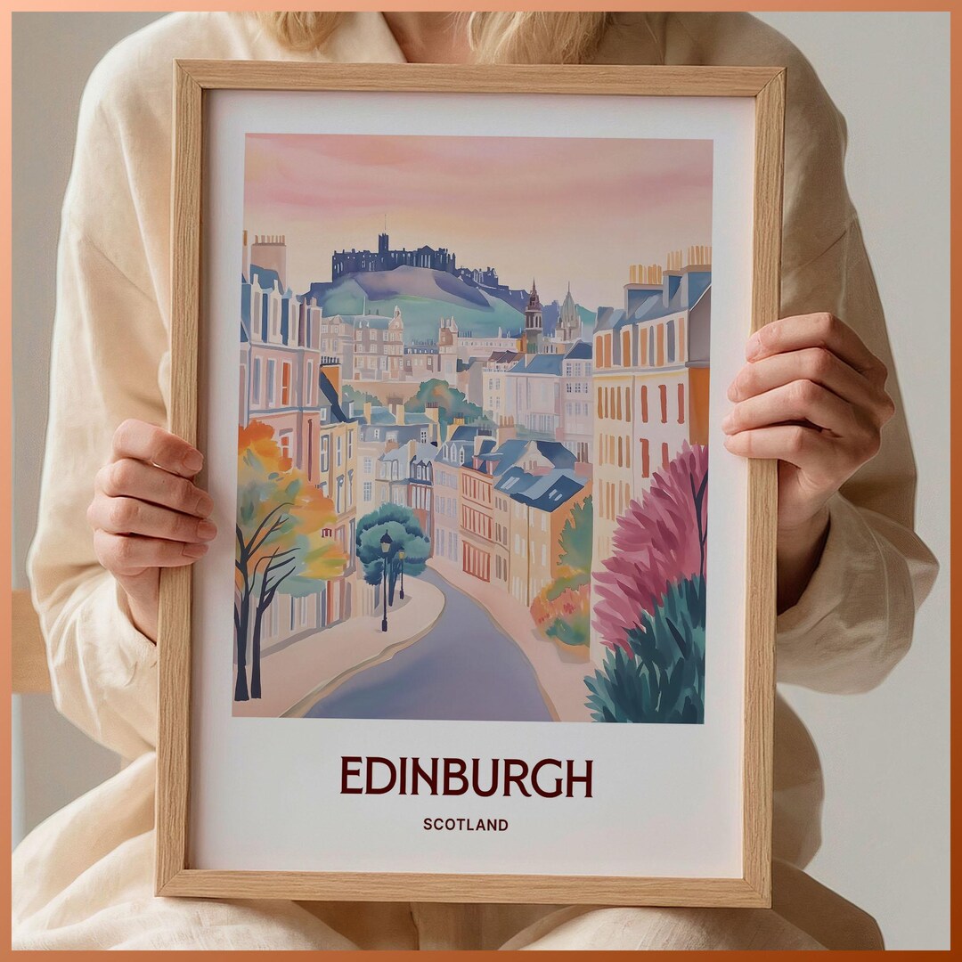 Edinburgh Art Print, Vintage Travel Poster, Scottish Wall Art ...