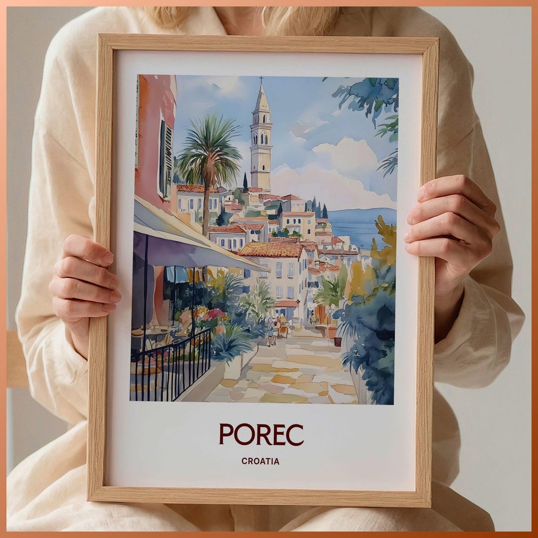 Porec Travel Print, Minimalist Wall Art, Pastel Cityscape Decor ...