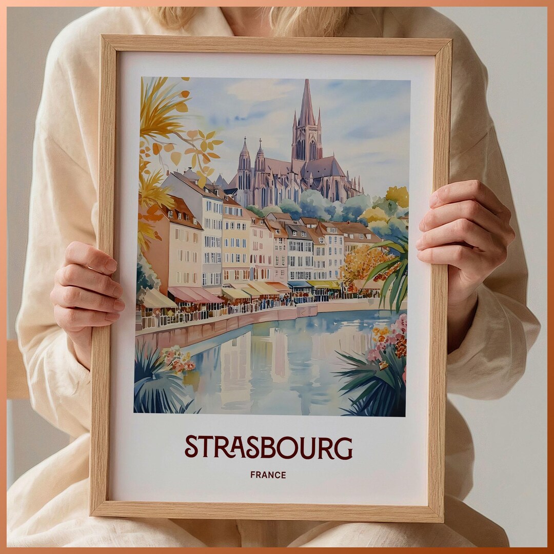 Strasbourg Travel Print, Minimalist Wall Art, Pastel Cityscape Decor ...