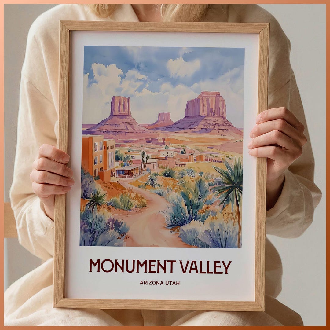 Monument Valley Art Print: Retro Pastel Cityscape Travel Poster - Etsy