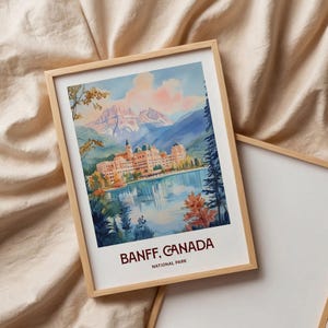 Banff Travel Print, Canada Poster, Minimalist Art, Pastel Wall Art ...