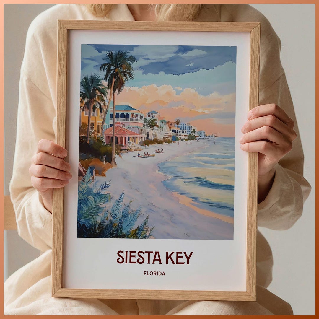Siesta Key Travel Print, Florida Wall Art, Minimalist Home Décor ...