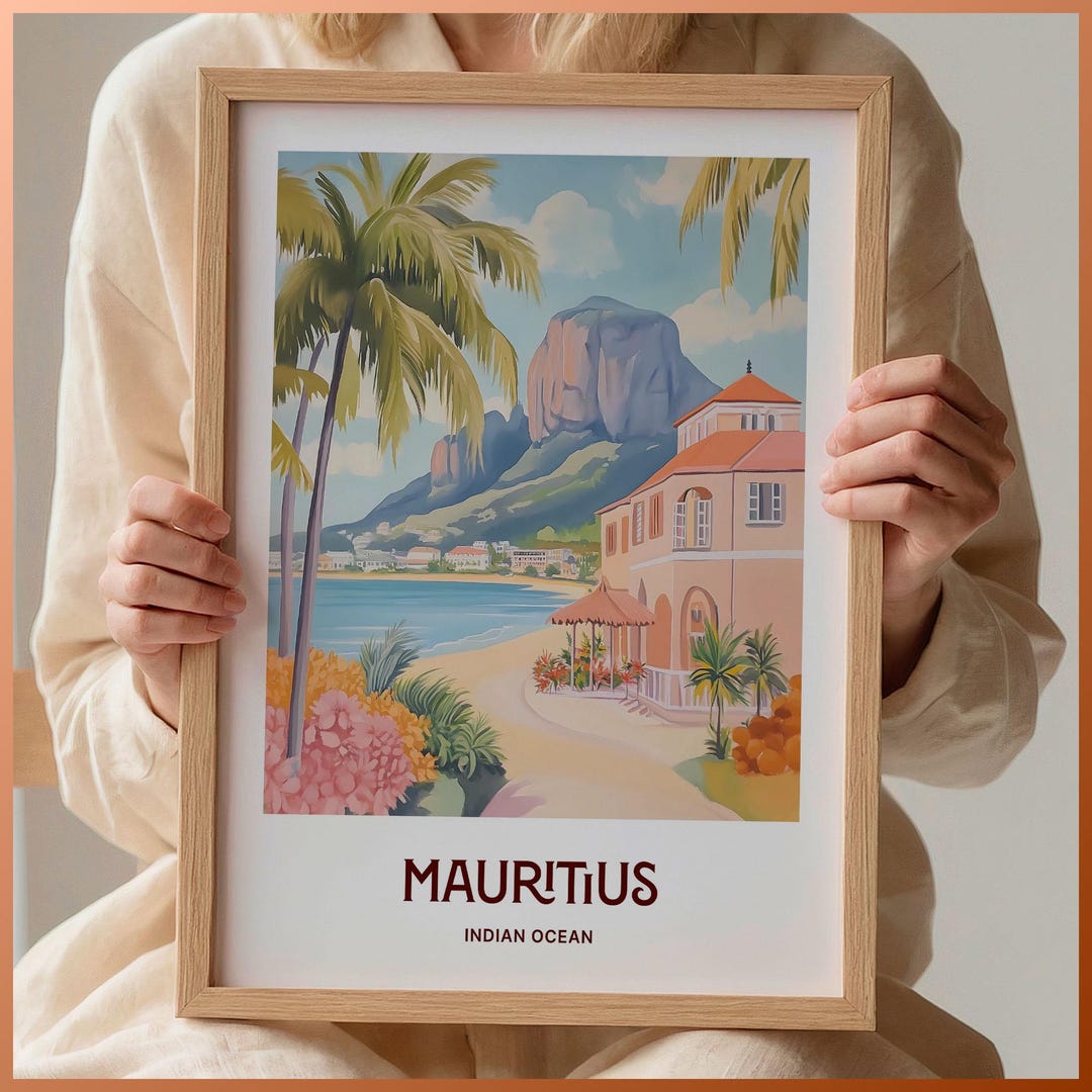 Mauritius Travel Print, Minimalist Poster, Indian Ocean Art, Custom ...