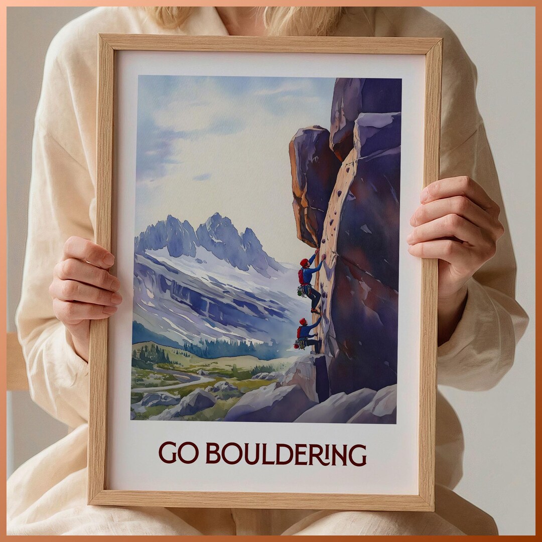 Bouldering Art Print: Vintage Retro Rock Climbing Poster - Etsy