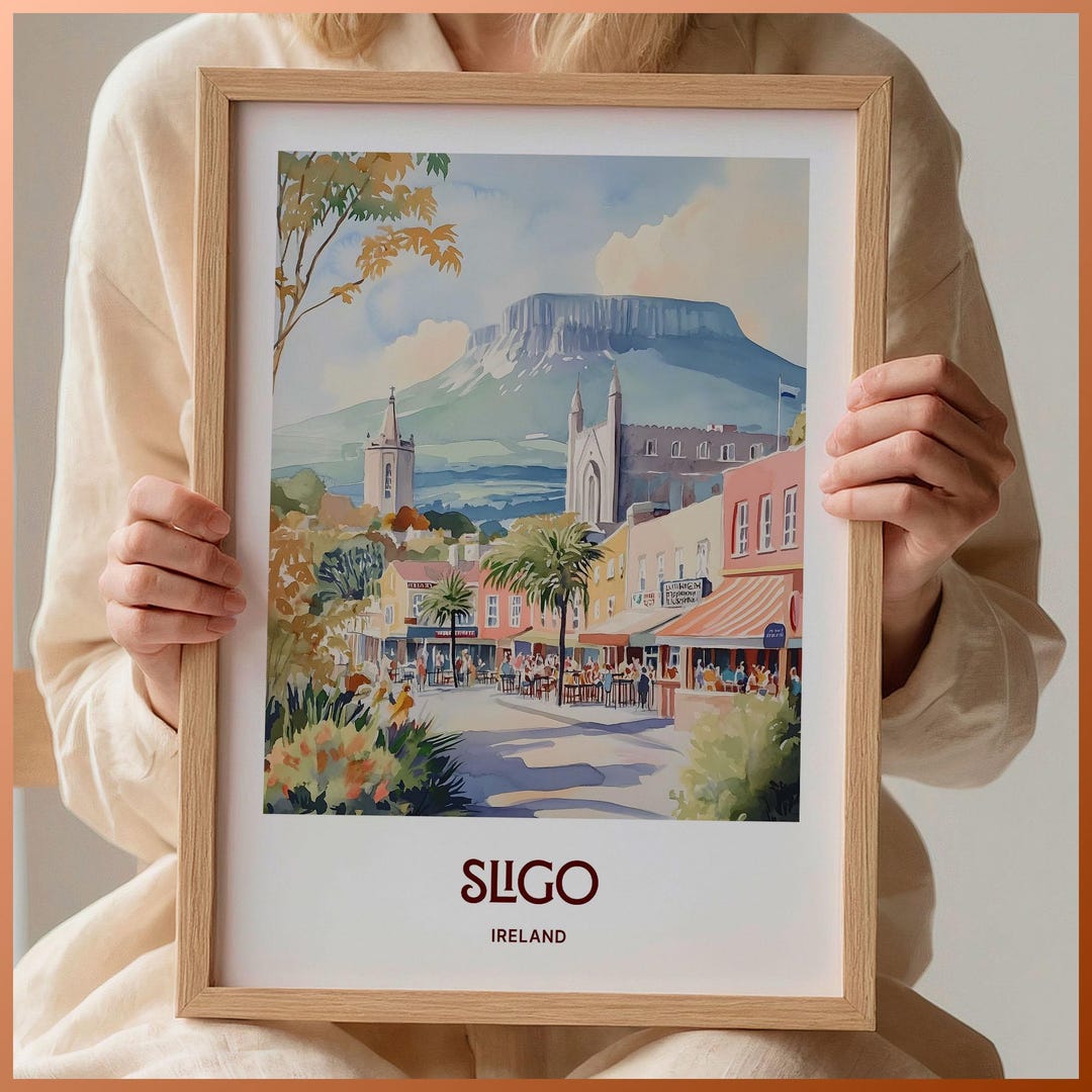 Sligo Print With Benbulben, Irish Cityscape Art, Minimalist Pastel ...