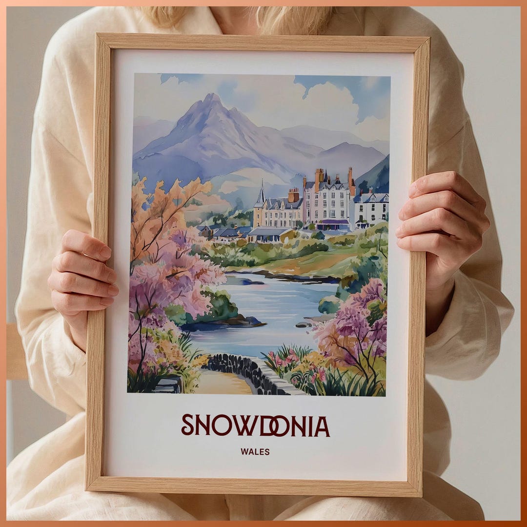 Snowdonia Print, Minimalist Landscape Art, Pastel Wall Art, Nature ...