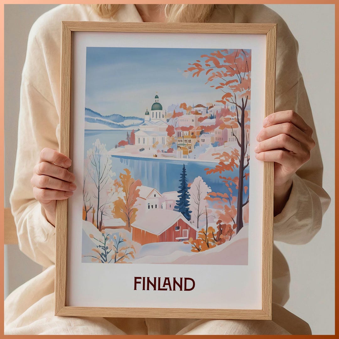 Finland Poster, Lapland Wall Art, Scandinavian Travel Print, Northern ...