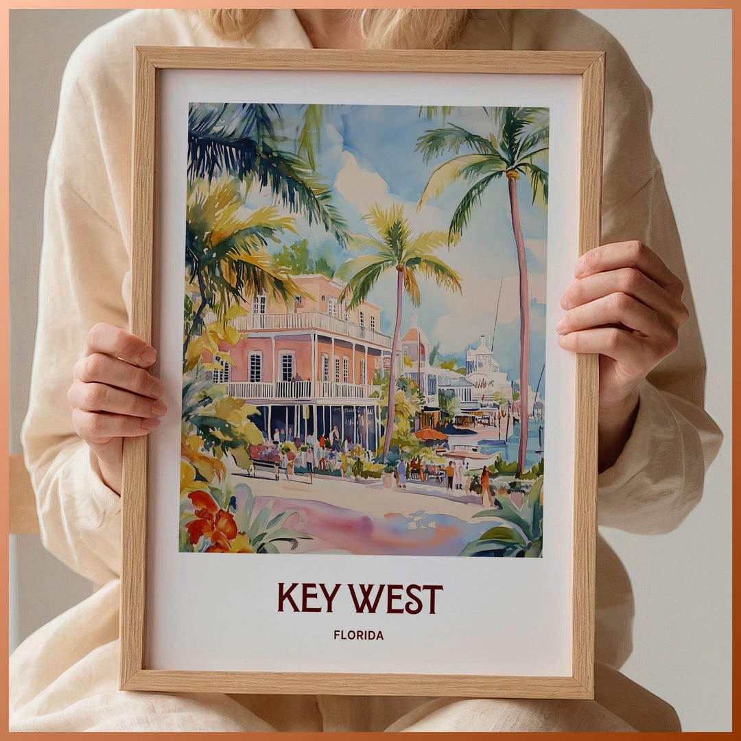 Key West Print, Florida Keys Art, Minimalist Travel Poster, Retro ...