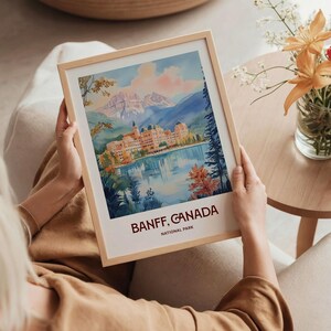 Banff Travel Print, Canada Poster, Minimalist Art, Pastel Wall Art ...
