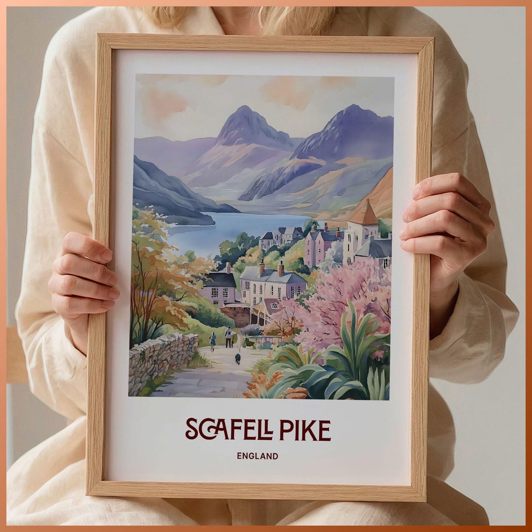 Scafell Pike Art Print, Landscape Wall Art, Lake District Poster ...