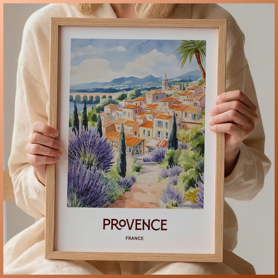 Provence Print France Travel Poster, Minimalist Wall Art, Pastel ...