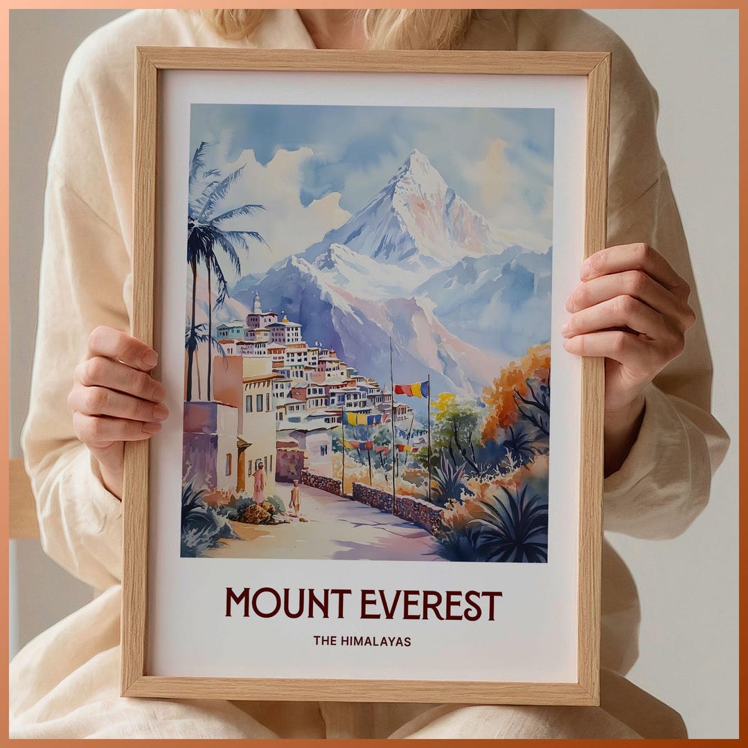 Mount Everest Art Print: Minimalist Himalayan Travel Poster - Etsy