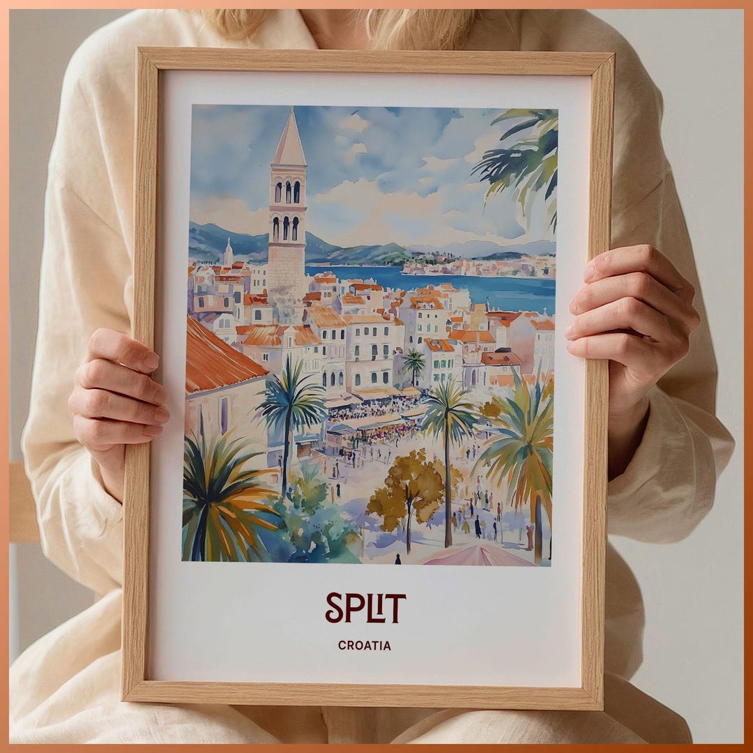 Split Travel Print, Croatia Poster, Minimalist Split Art, Hvar Wall Art ...