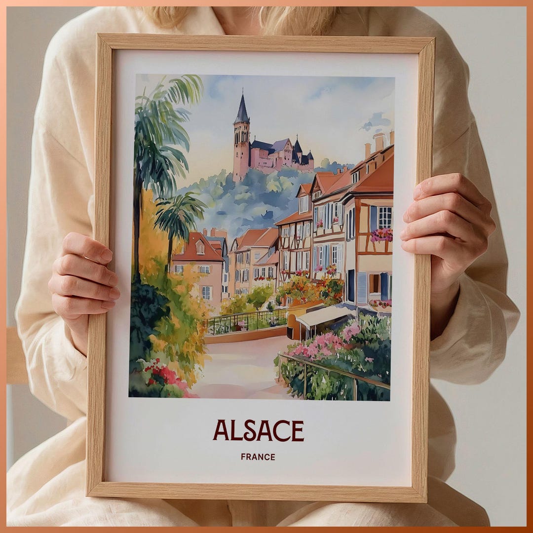 Alsace Print, Minimalist Cityscape Art, Pastel Wall Decor, Travel ...