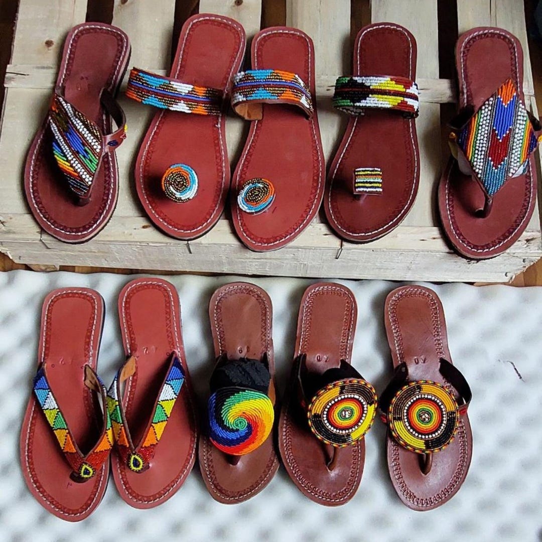 African Beaded Maasai Sandals/women Summer Flipflops/women Footwear ...