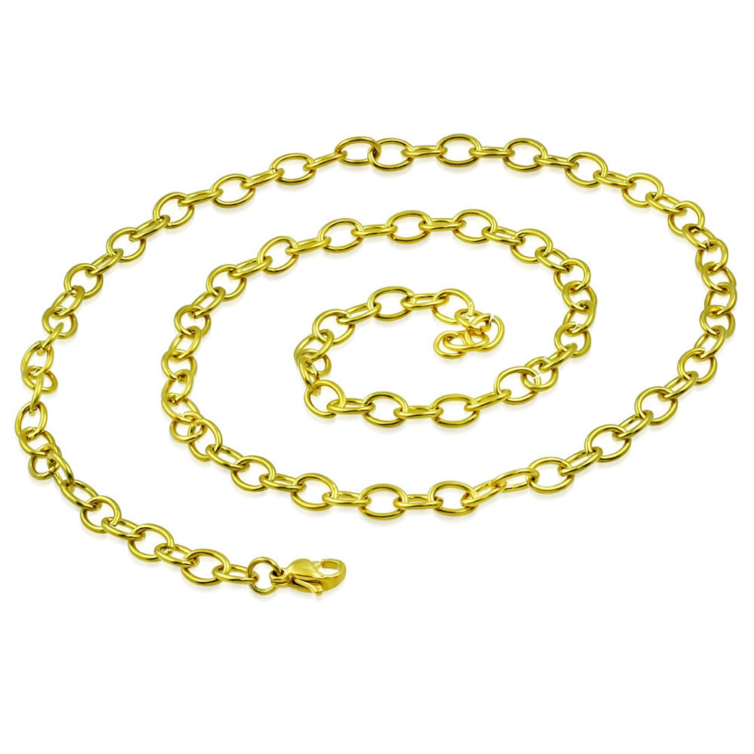 20 Chains Gold Anodized Surgical Steel 21" Long X .19" Oval Open Link ...