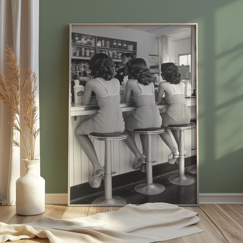 1950s Diner Photography Print: Retro Soda Bar Scene, Mid-century Modern ...