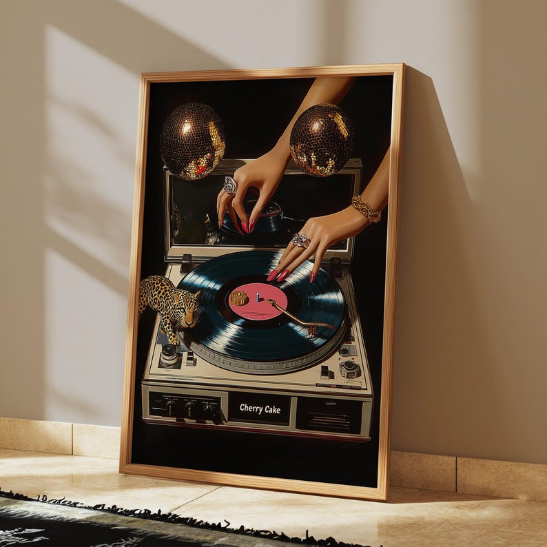 Retro Disco Turntable Print – 70s Glam Music Poster (digital Download ...