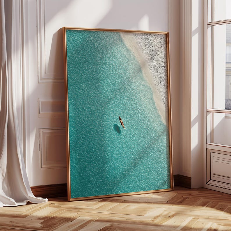 Turquoise Ocean Aerial Print, Minimalist Beach Wall Art (digital ...