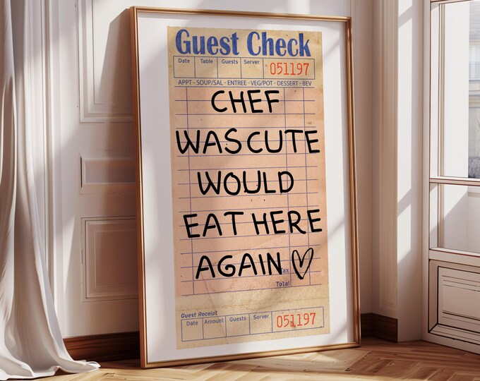 Kitchen Decor Chef Was Cute Wall Art Print Posters Wall Decor Dining ...