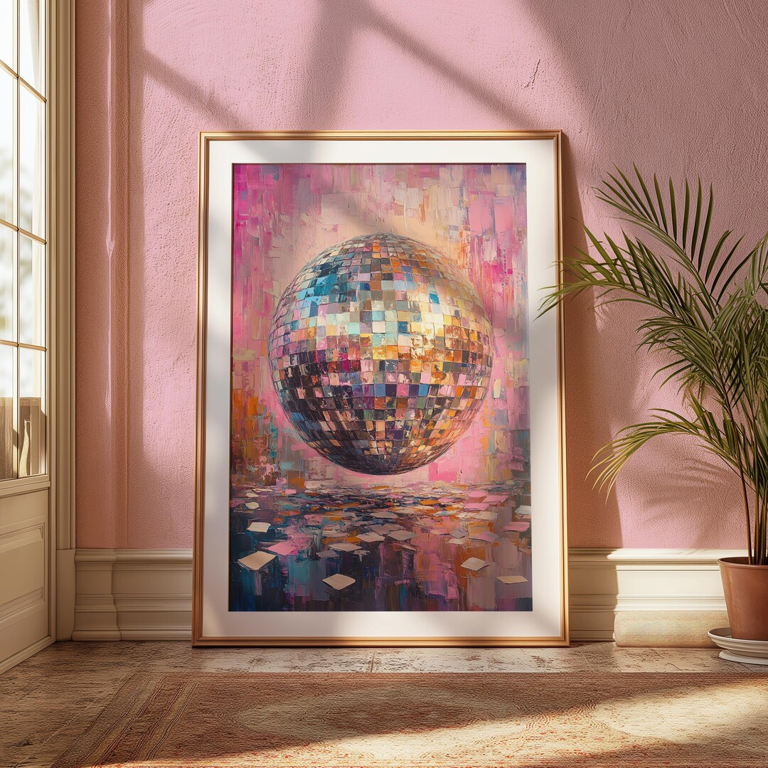 Hot Pink Mirrorball Print: Y2K Disco Ball Wall Art (digital Download ...