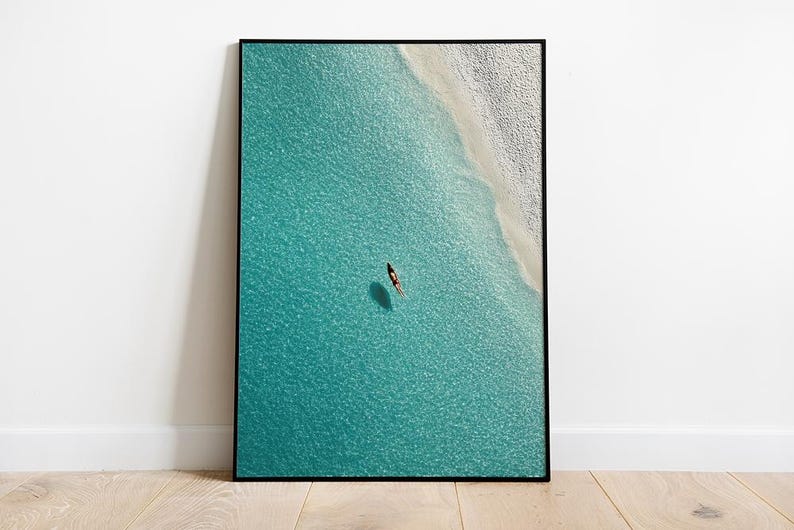 Turquoise Ocean Aerial Print, Minimalist Beach Wall Art (digital ...