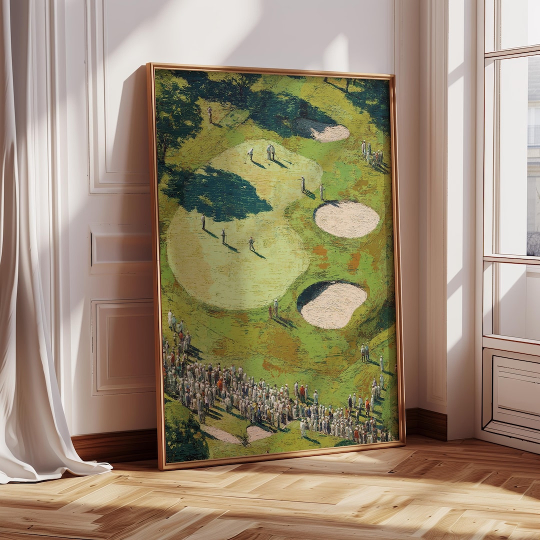Vintage Golf Course Art Print | Aerial Golf Landscape Painting | Sports ...
