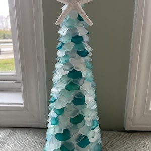 Sea Glass Christmas Tree: Coastal Holiday Decor, Shell Star Topper - Etsy