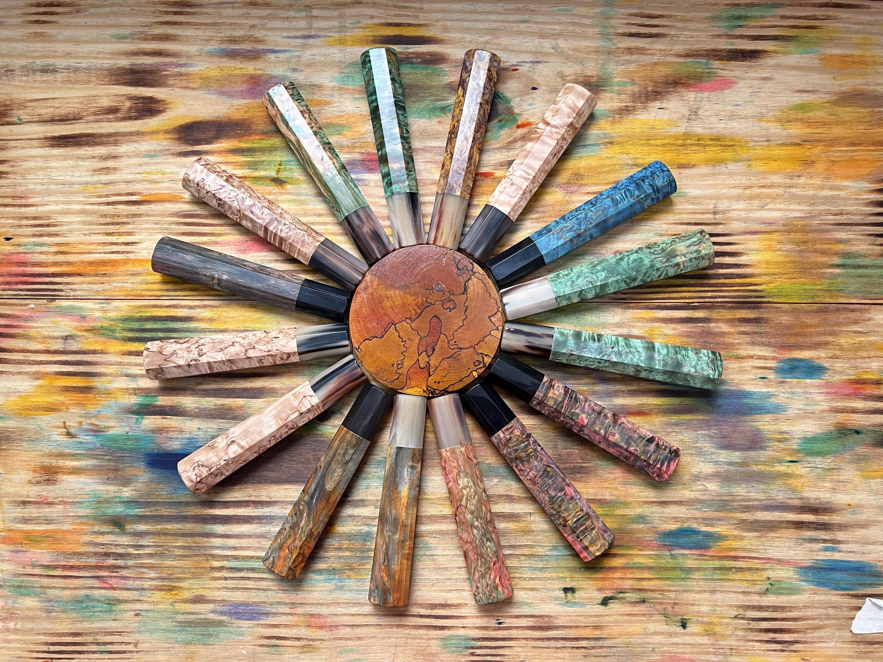 Custom Knife Handle Curly Birch Stabilized Wood for Gyuto 210mm - Etsy