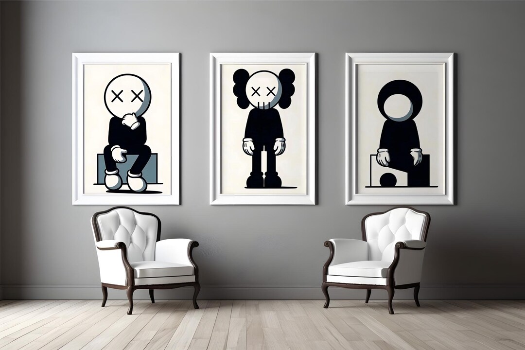 Kaws Poster Set of 3 Minimalist Printable Art Kaws Wall Art Modern Art ...