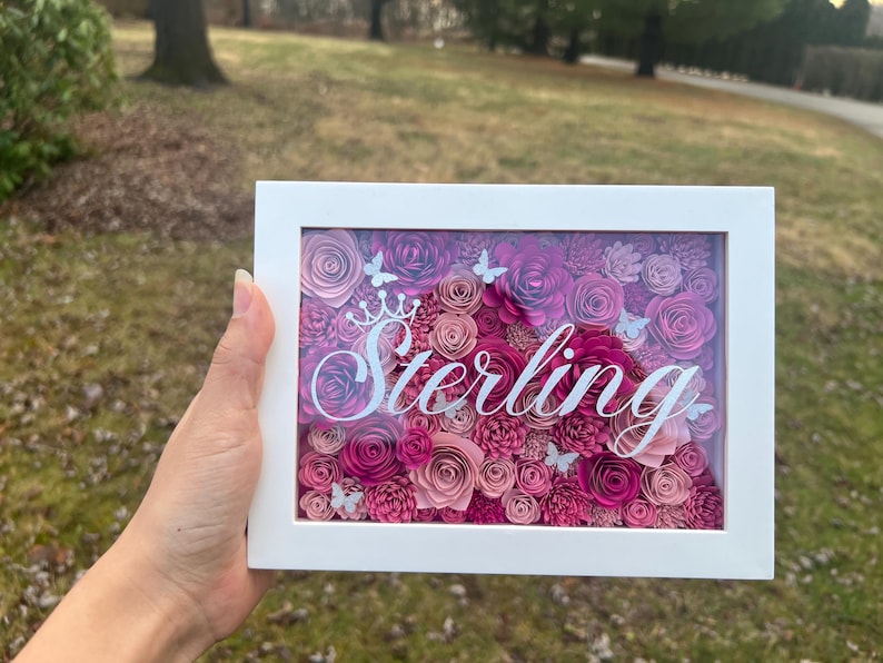 Flower Name (custom) Shadowbox - Etsy