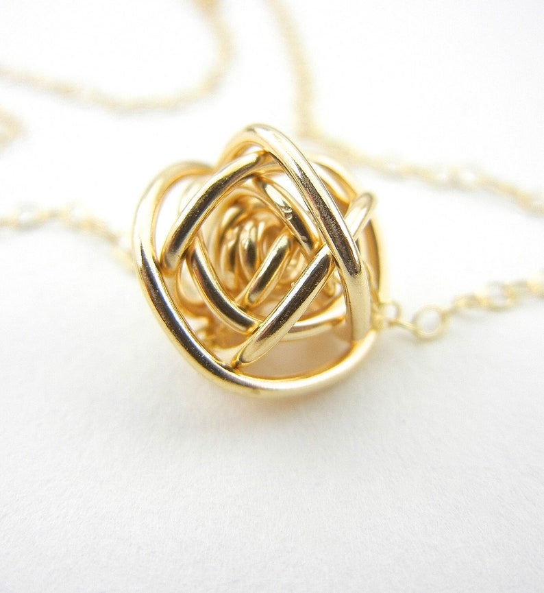 READY TO SHIP Gold Love Knot Necklace- 14k Gold Fill on an 18" Gold ...