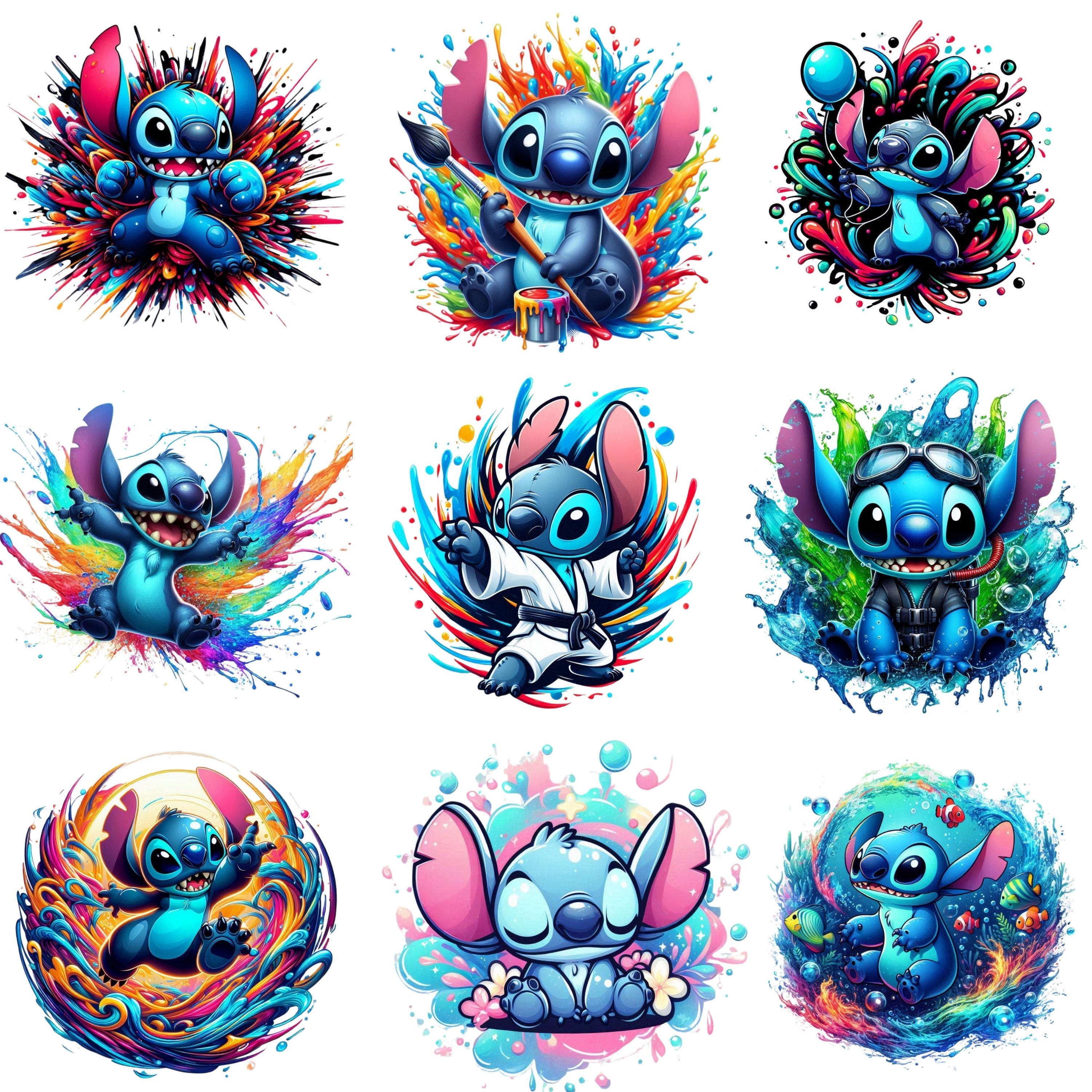 Stitch Splash and Watercolor Clipart, Stitch Png Bundle, Stitch Clipart ...