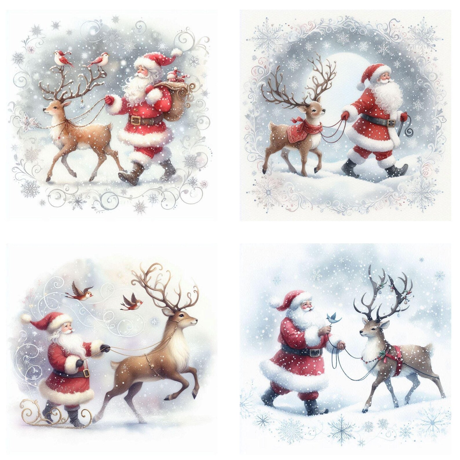 Santa Claus Clipart Bundle, Watercolor Santa Claus Clipart, Christmas ...