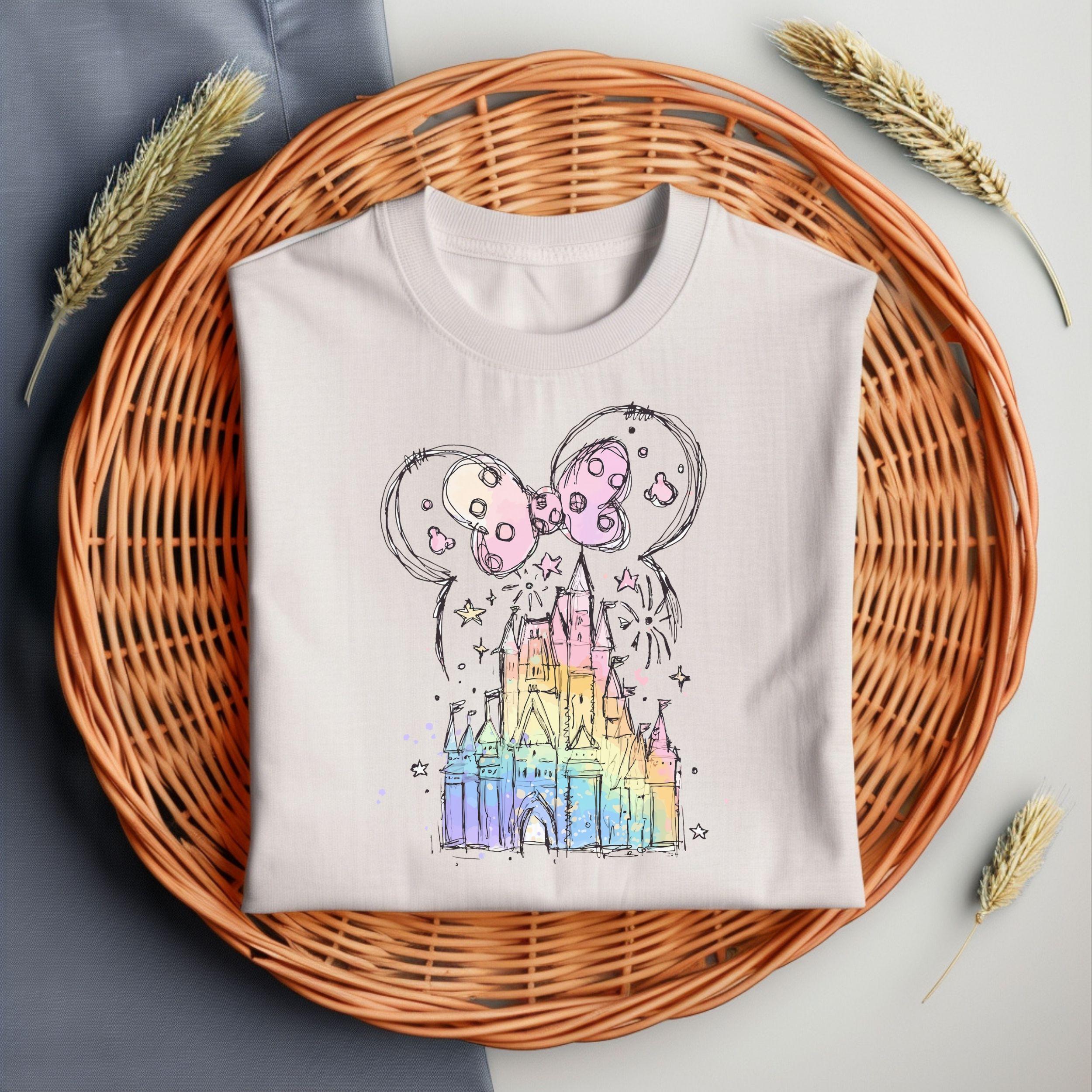 Watercolor Mouse Ear Castle PNG Bundle, Colorful Retro Design, Magic ...