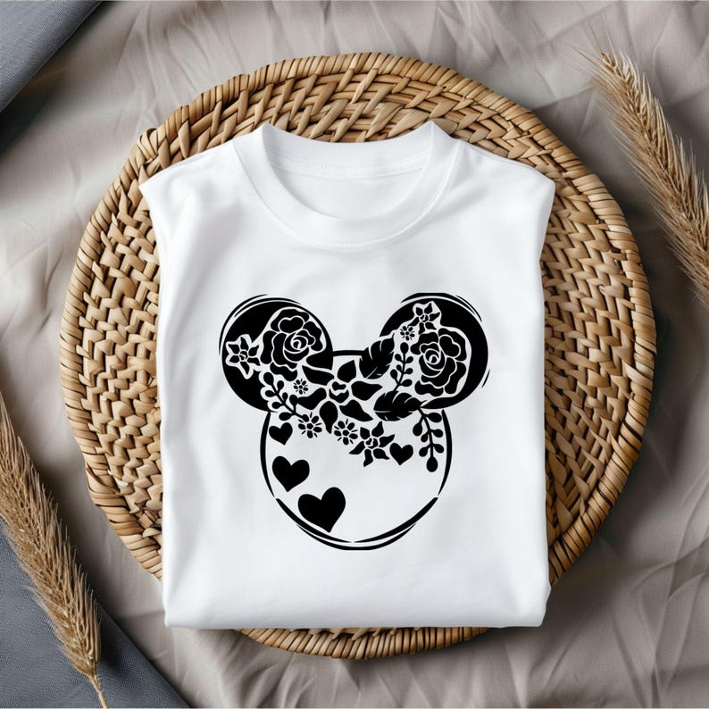 Flower Mouse Head SVG Bundle, Floral Minnie Mouse Ears, Mickey Flower ...