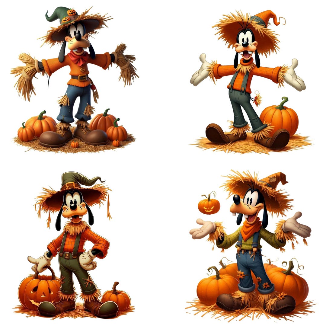 Goofy Scarecrow Halloween Clipart PNG Bundle | Charming Goofy Scarecrow ...