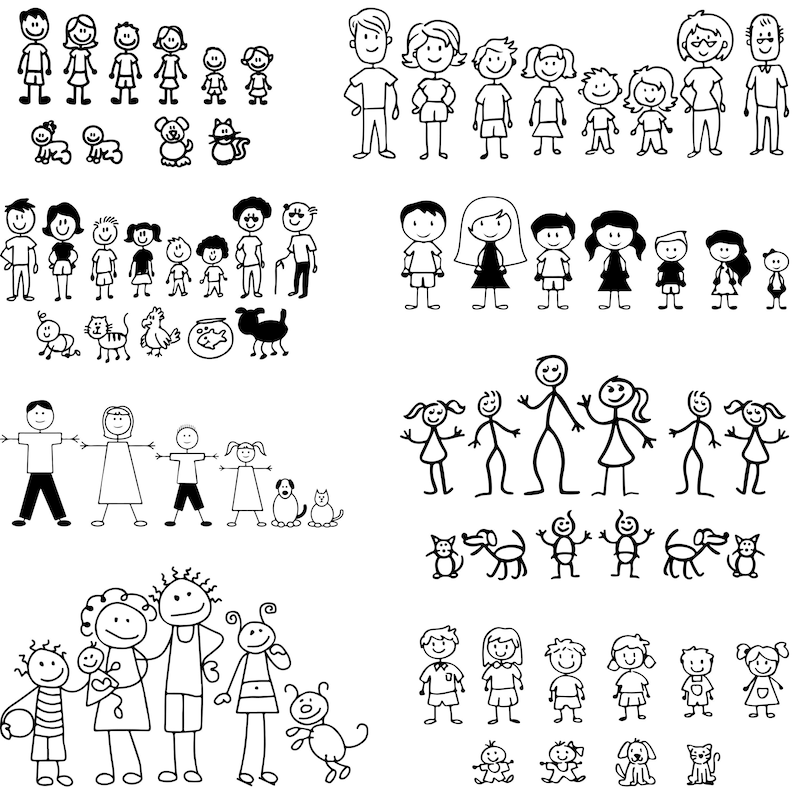 Family Stick Figures - Etsy