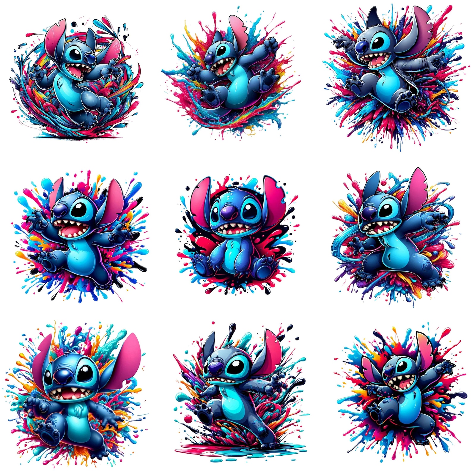 Stich Splash und Aquarell Clipart, Stich Png Bundle, Stich Clipart ...