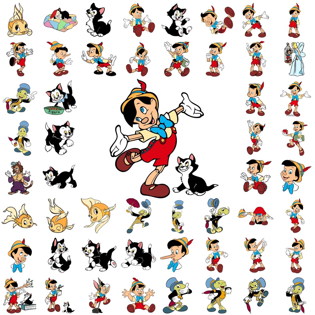 Pinocchio SVG PNG Bundle, Cartoon Character Clipart, Fairy Tale Digital ...