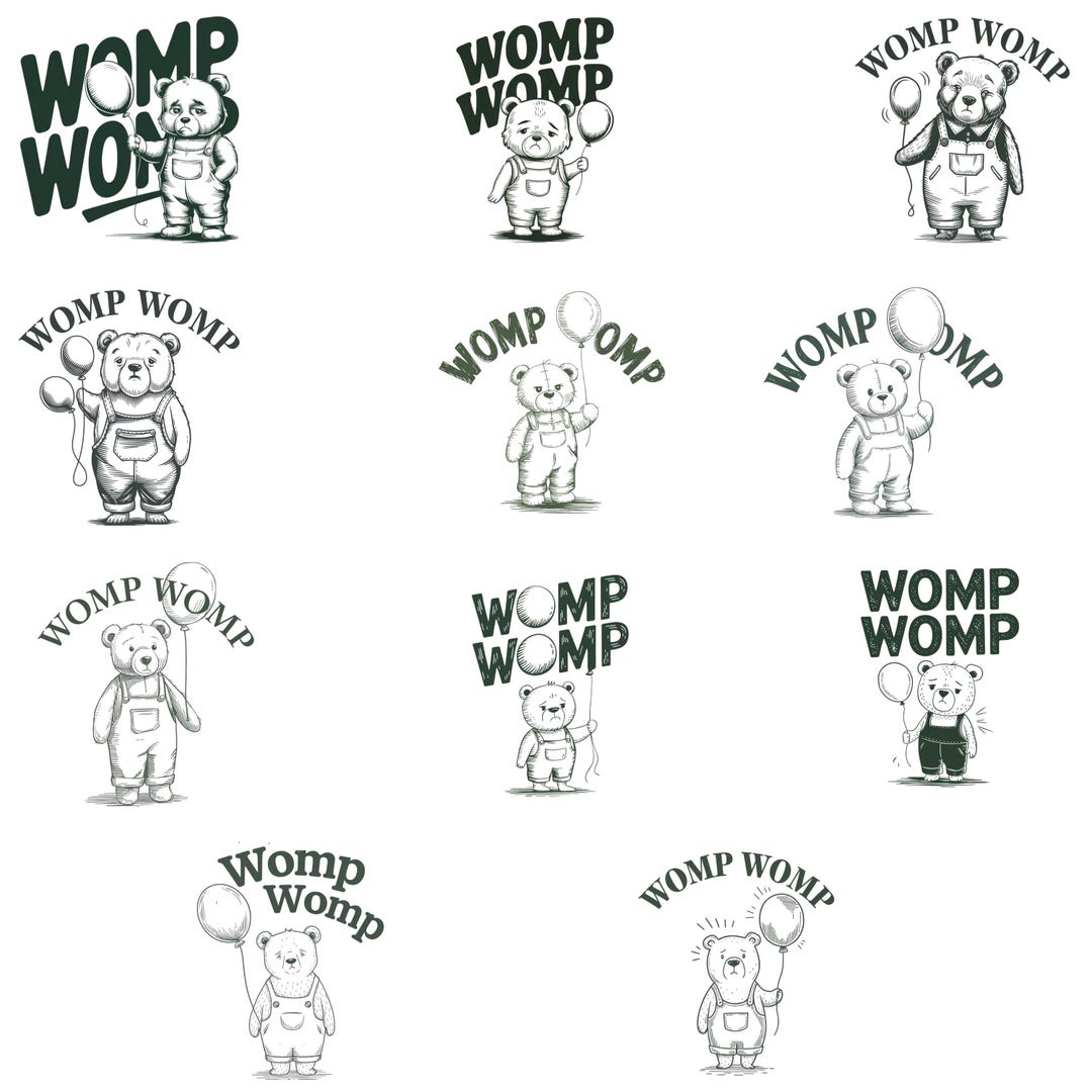 Womp Womp Bear PNG, Sad Teddy Clipart, Vintage Sketch Bear Digital Art ...