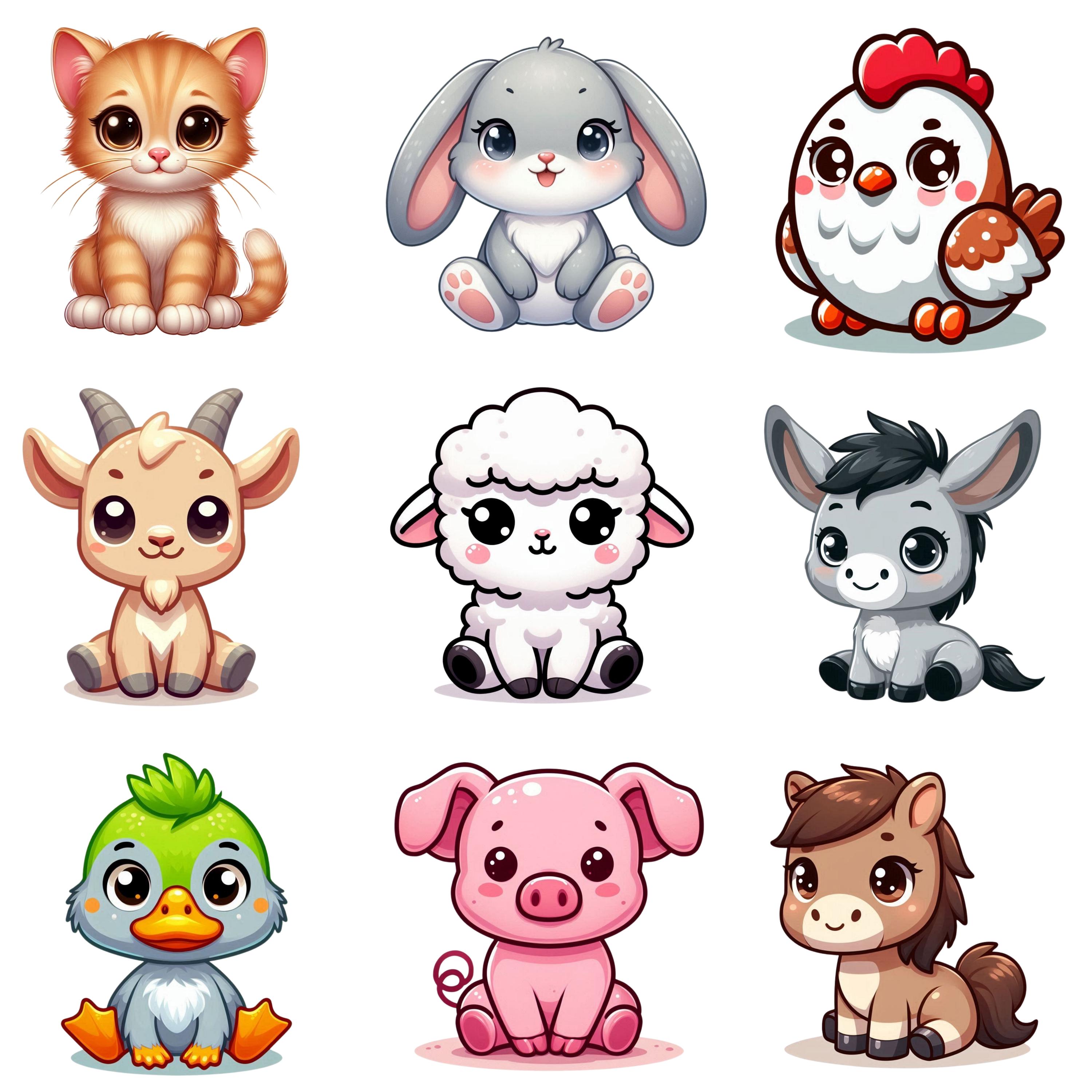 Farm Animal PNG Bundle | Clipart Silhouette| Chicken, Cow, Donkey ...