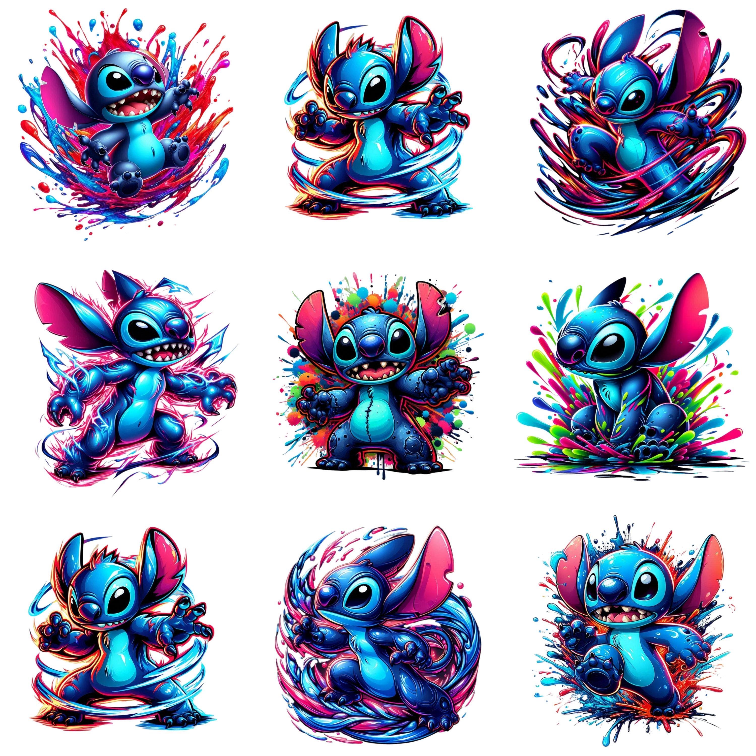 Stitch Splash and Watercolor Clipart, Stitch Png Bundle, Stitch Clipart ...