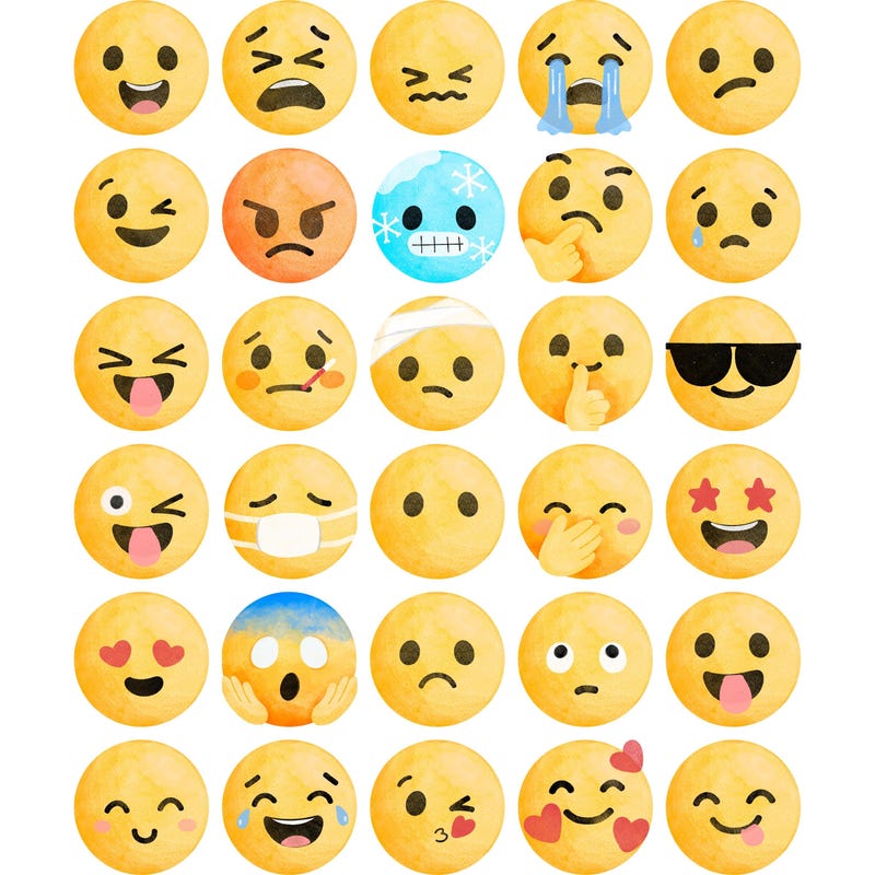 Kawaii Emoticons Clipart - Etsy