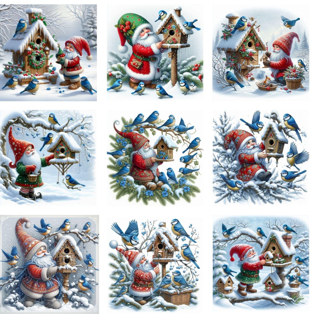 Festive Gnomes Collection Clipart, Christmas Gnomes Clipart, Fantasy ...